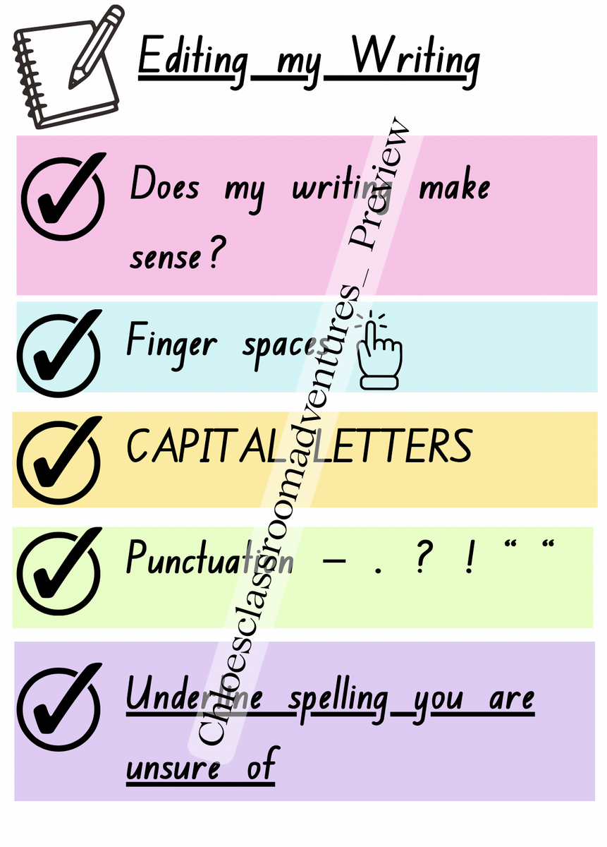 Editing My Writing Checklist | Posters & Checklist | Student-Friendly ...