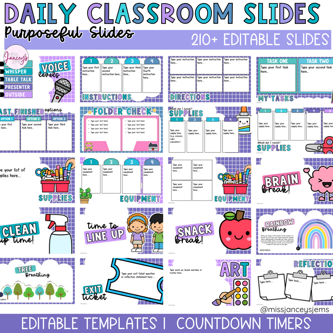 Editable Daily and Morning Slides with Timers I Schedule Classroom Rou ...
