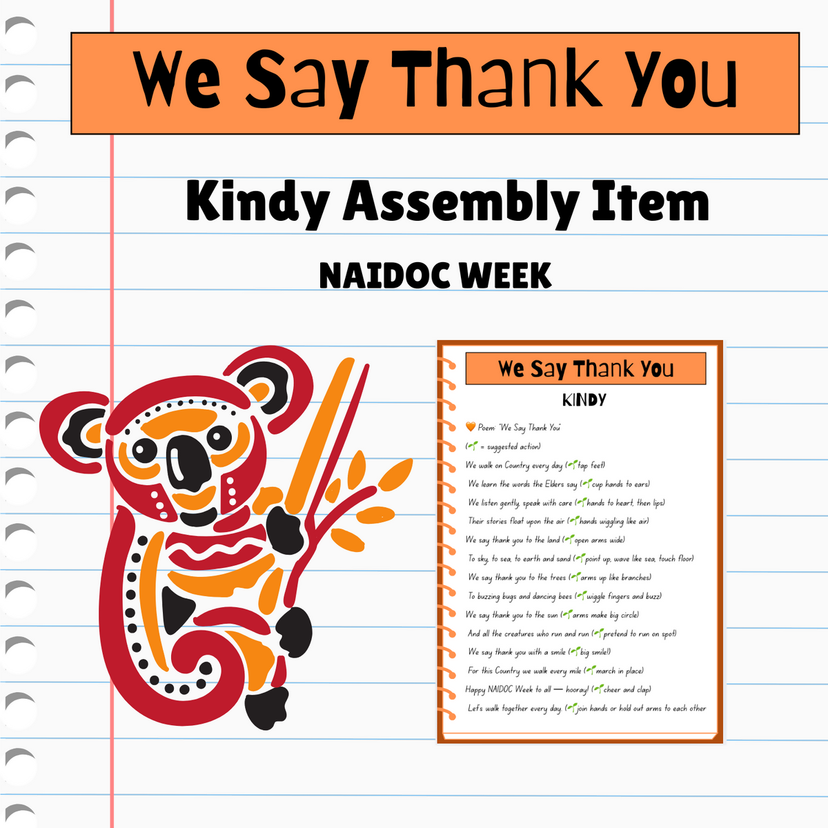 We Say Thank You | NAIDOC Week Poem for Kindergarten | Assembly Item ...