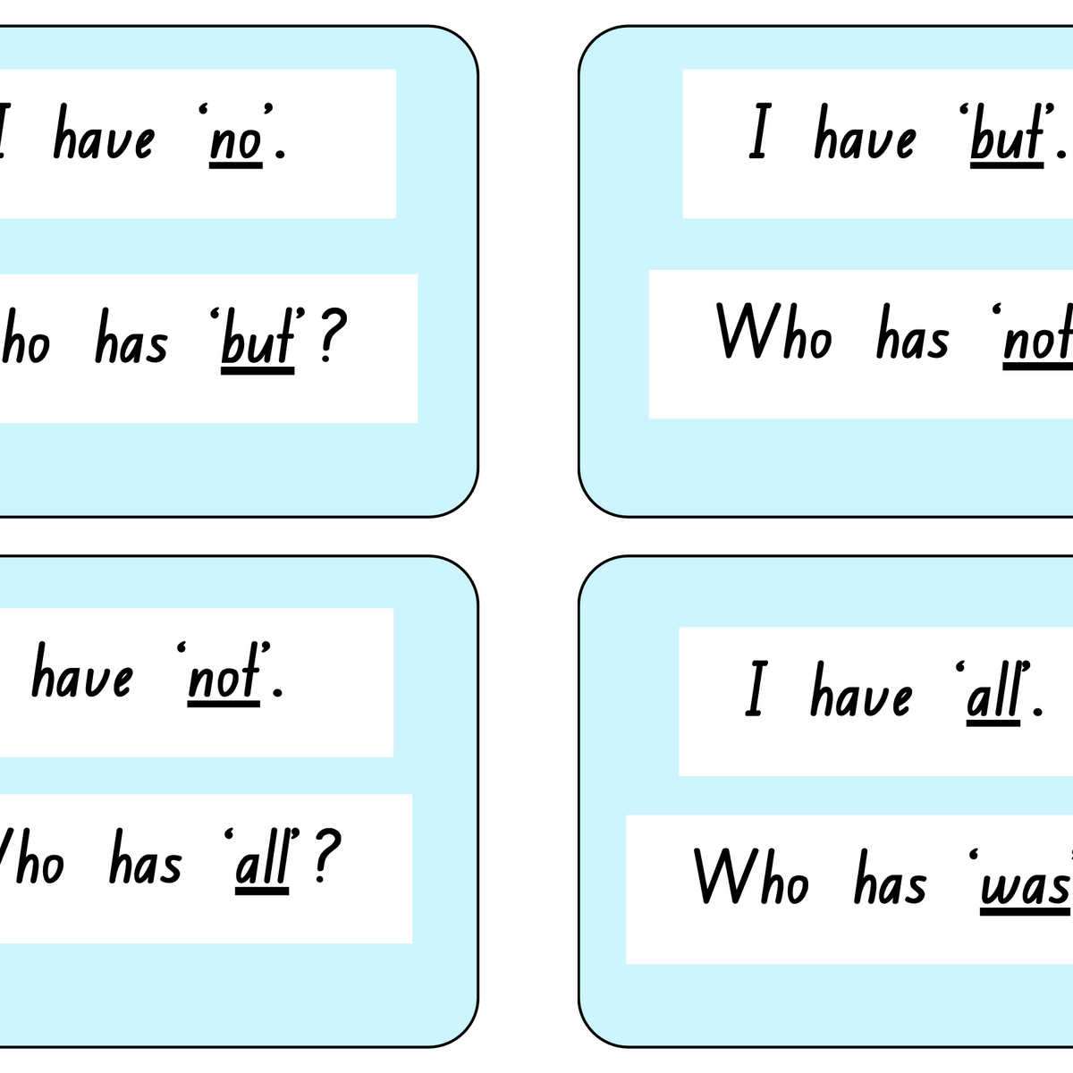 I have, who has? High Frequency Words/Sight Words – SHAREIFY